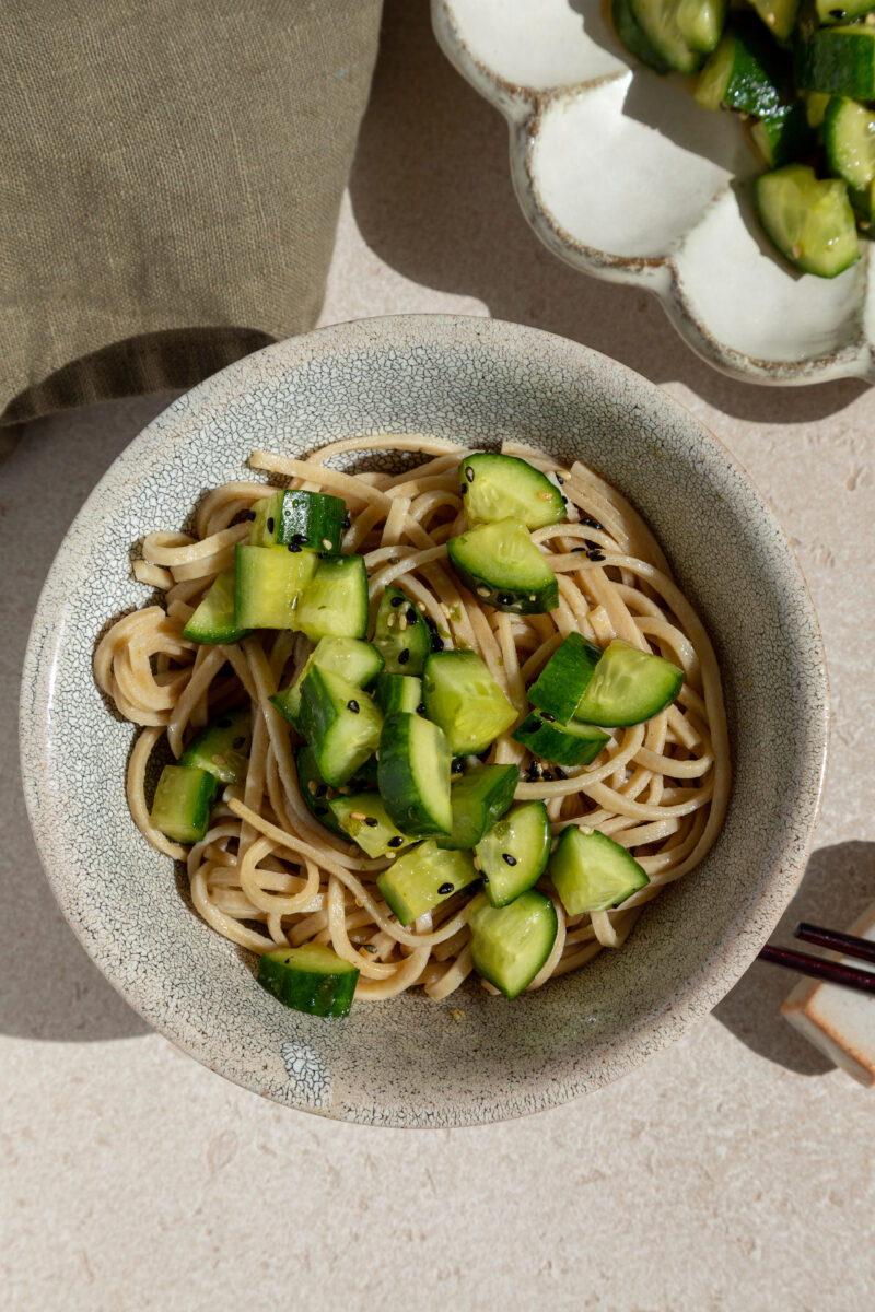 Refreshing Japanese Cucumber Salad with Soba Noodles - The Plant Collective