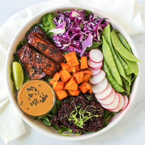 Healthy Rainbow Macro Bowl with Miso Glazed Tofu - The Plant Collective
