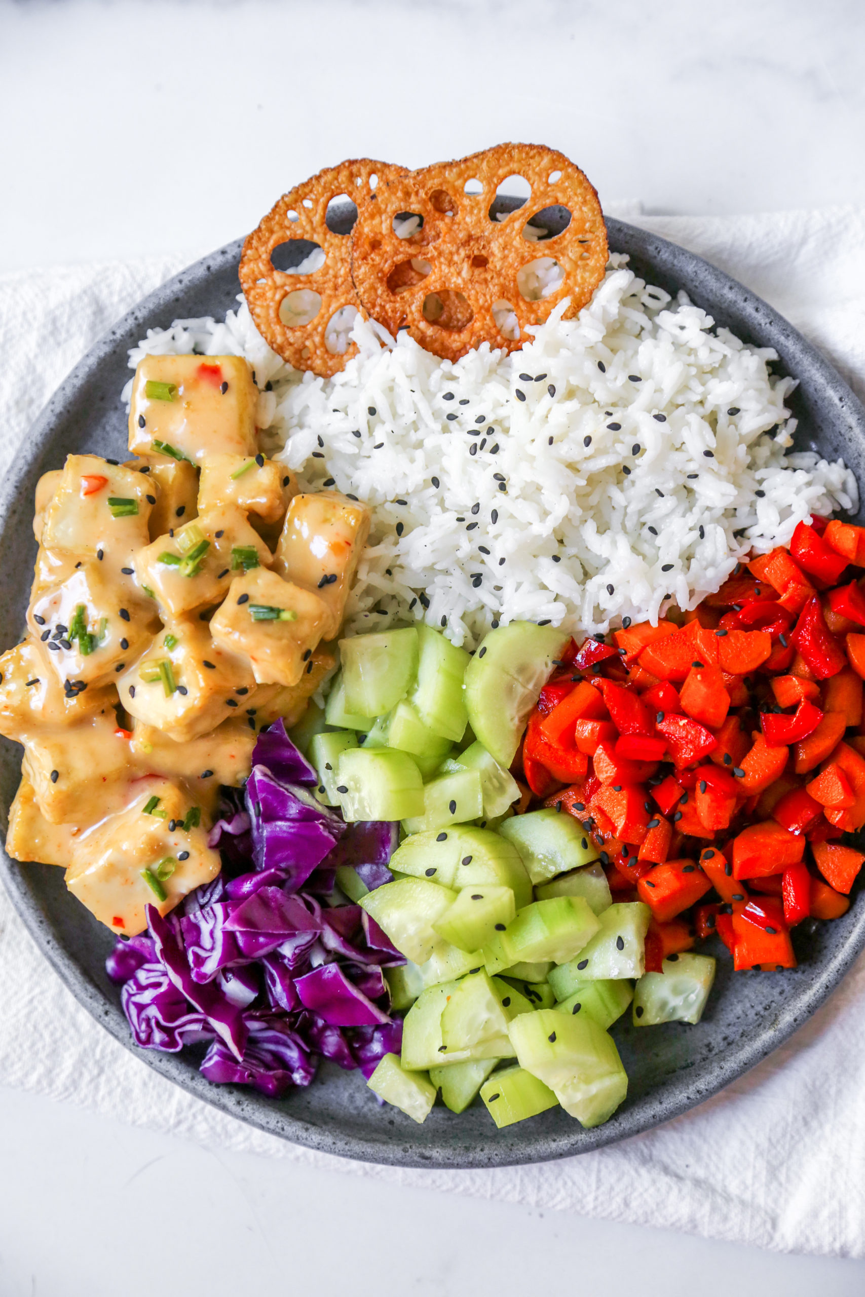 Vegan & Low FODMAP Crispy Rock Tofu Bowl - The Plant Collective