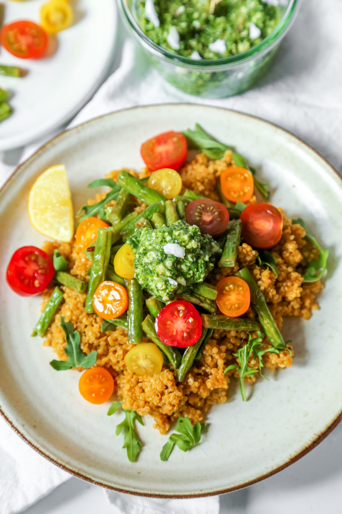 Quinoa Risotto with Veggies & Basil Arugula Pesto - Vegan and Healthy ...