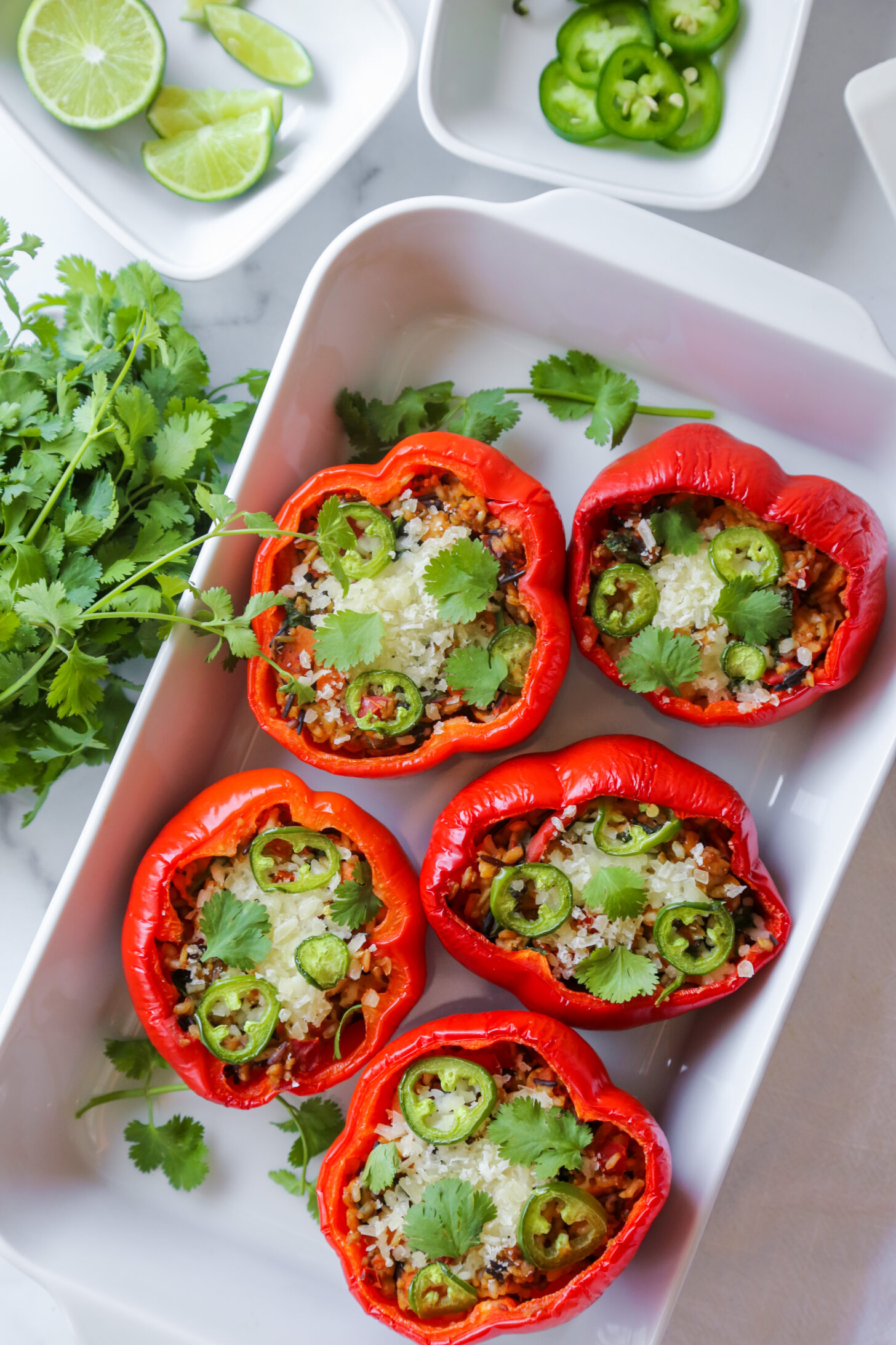 Stuffed Red Bell Peppers - Vegan & Low FODMAP - The Plant Collective