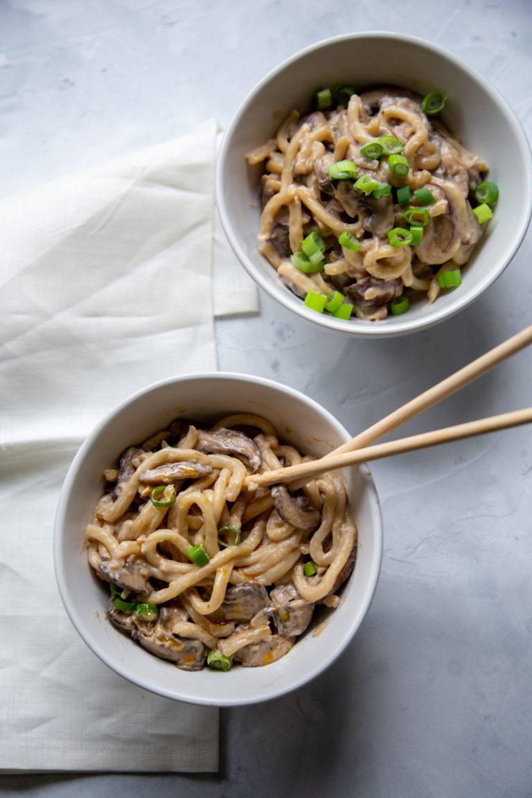 15 Minute Creamy Mushroom Udon Noodles - The Plant Collective